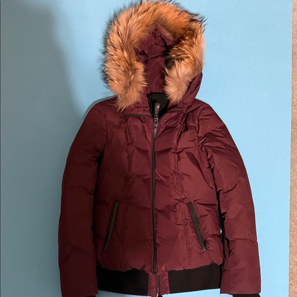 Mackage | Jackets & Coats | Mackage Burgundy Jacket With Faux Fur Hood ...